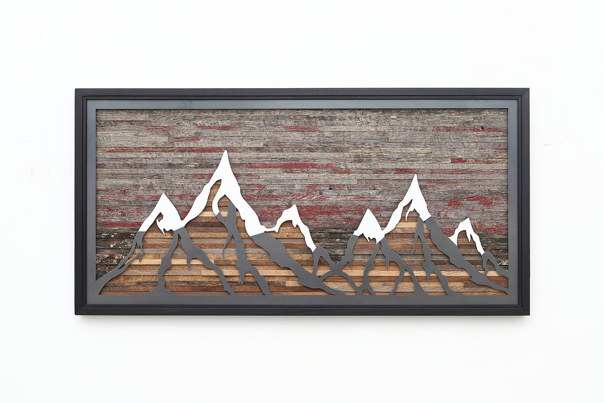 Fiery Sunset Mountainscape: mountain scene metal wall art, metal art ...